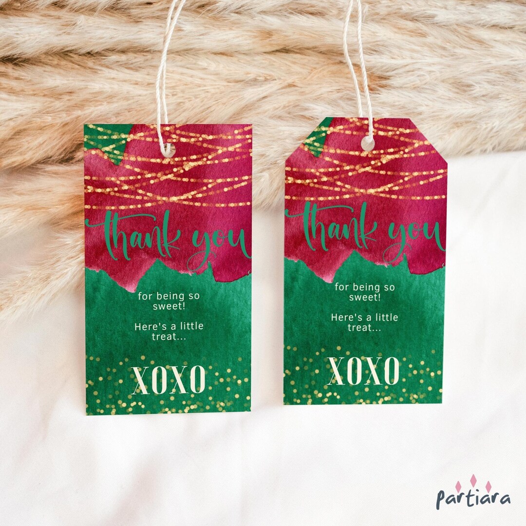 Christmas Party Tags Printable, Thank You Favor Gift Tag Label, Baby ...