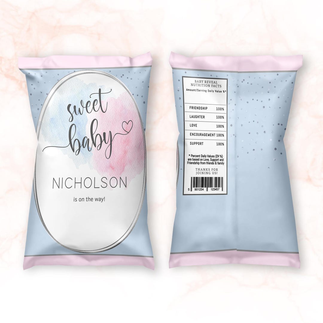 Baby Gender Reveal Chip Bag Labels Printable, Boy Girl Baby Shower ...