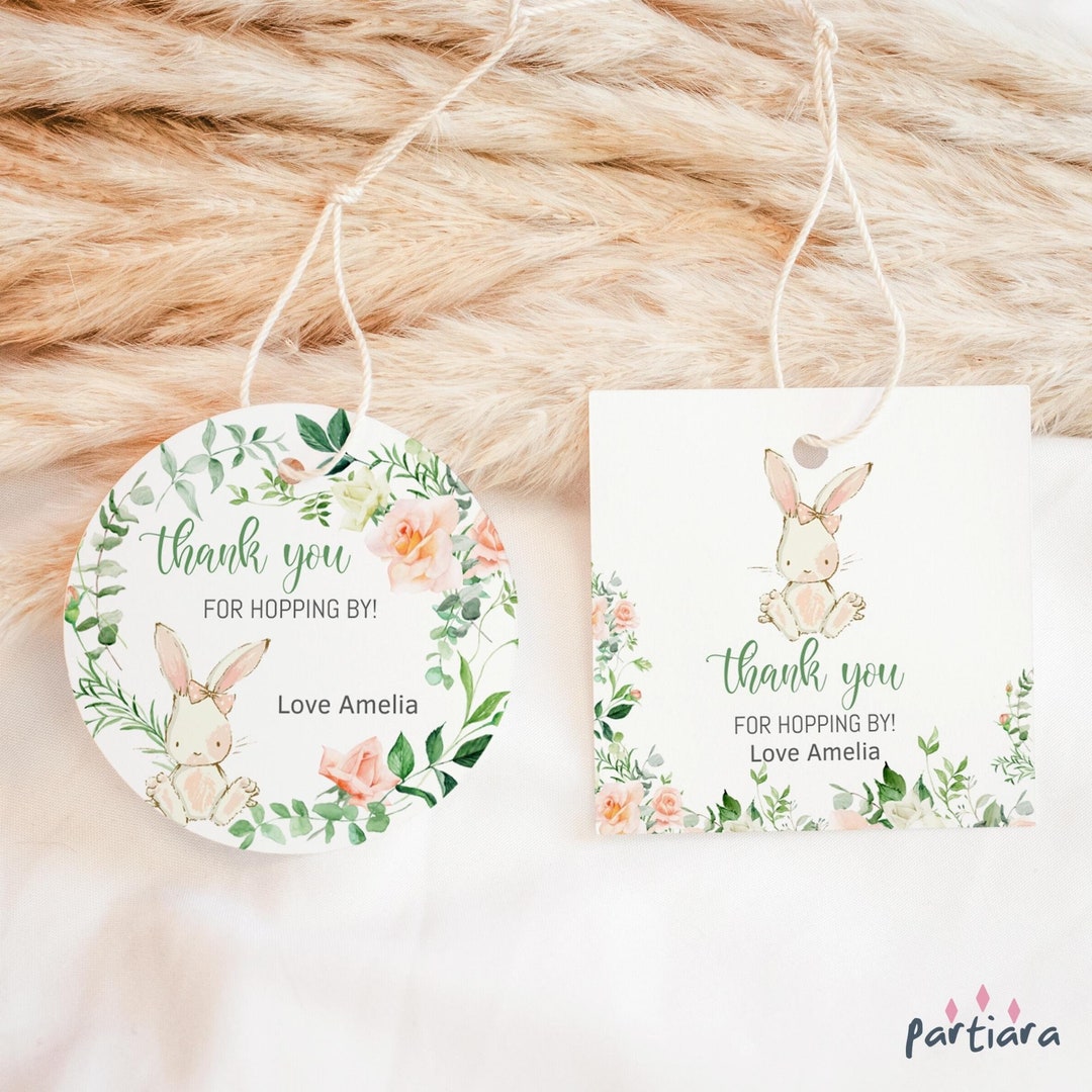 Bunny Favor Tag Girl 1st Birthday Party Gift Thank You Labels - Etsy