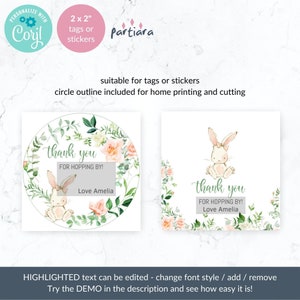 Bunny Favor Tag Girl 1st Birthday Party Gift Thank You Labels - Etsy