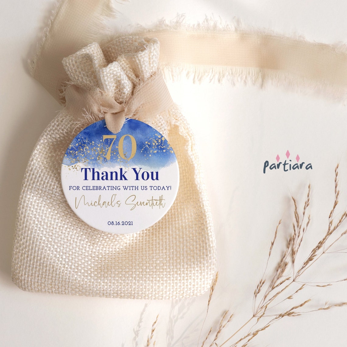 Royal Blue and Gold Favor Tags Printable Adult Birthday Party - Etsy