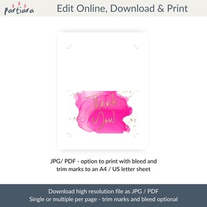 Hot Pink Thank You Card Template, Ladies Birthday Thankyou Notecards ...