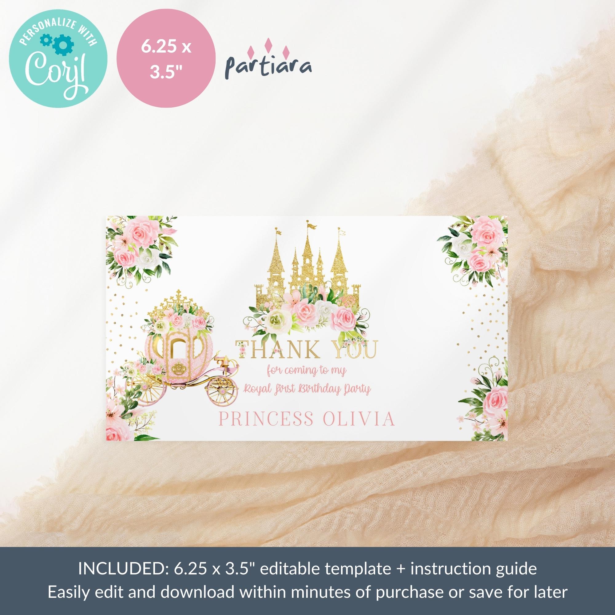 Princess Birthday Goodie Box Label Template, Gable Labels Printable ...