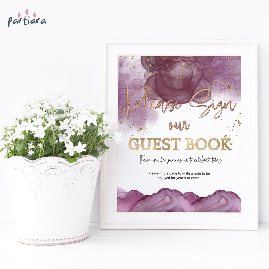Birthday Guest Book Table Sign, Dinner Party Guestbook Poster Decor ...