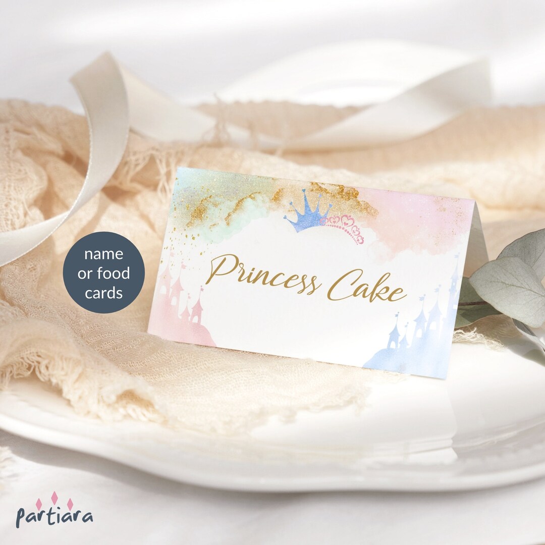 Princess Name Card, Editable Place Card Template, Girl Baby Shower ...