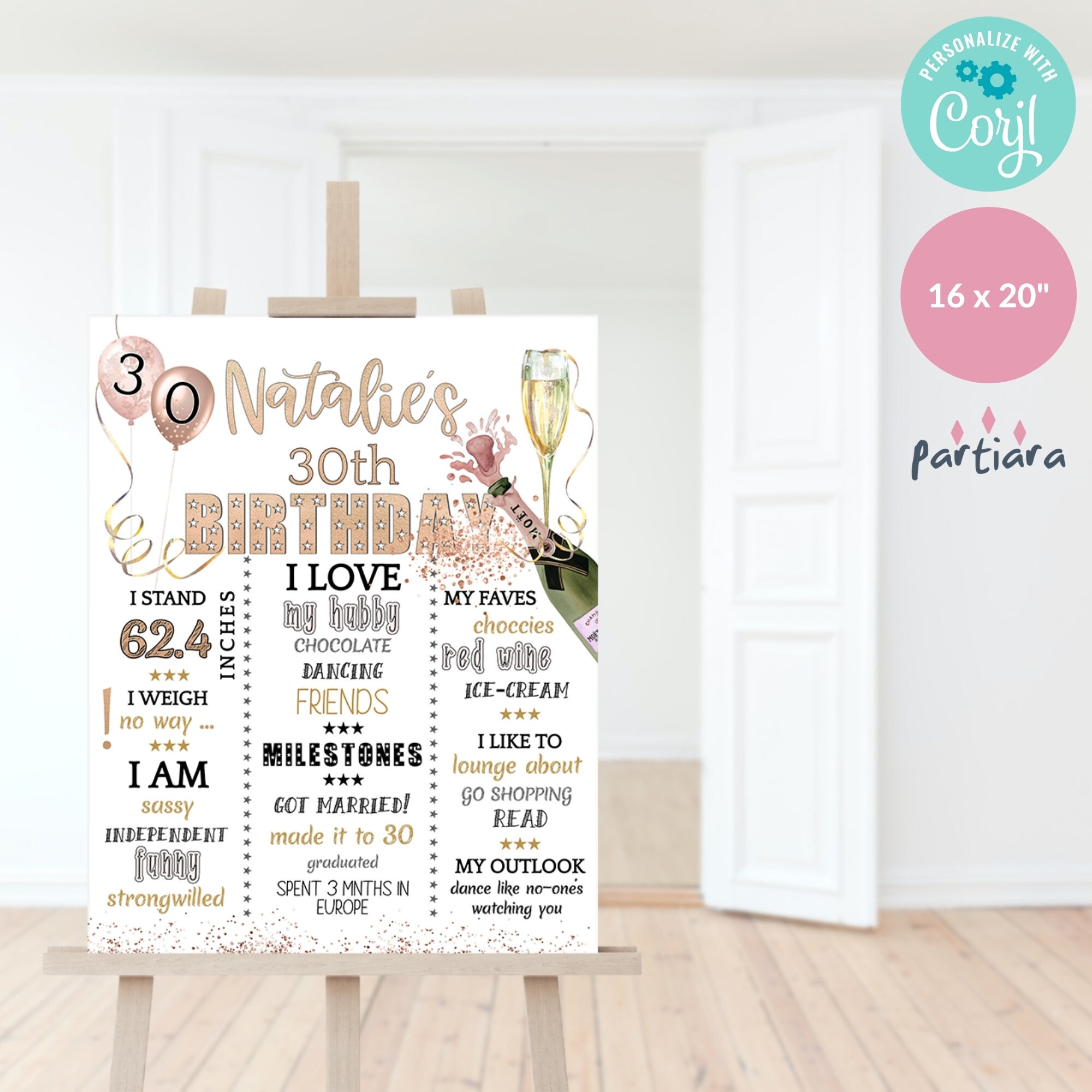 Editable Adult Milestone Sign Board Printable 30th Birthday - Etsy
