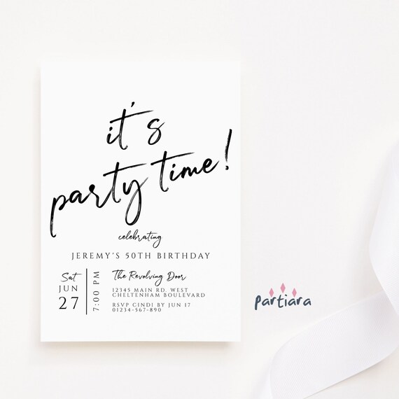 It's Party Time Celebration Invitation Online Editable | Etsy