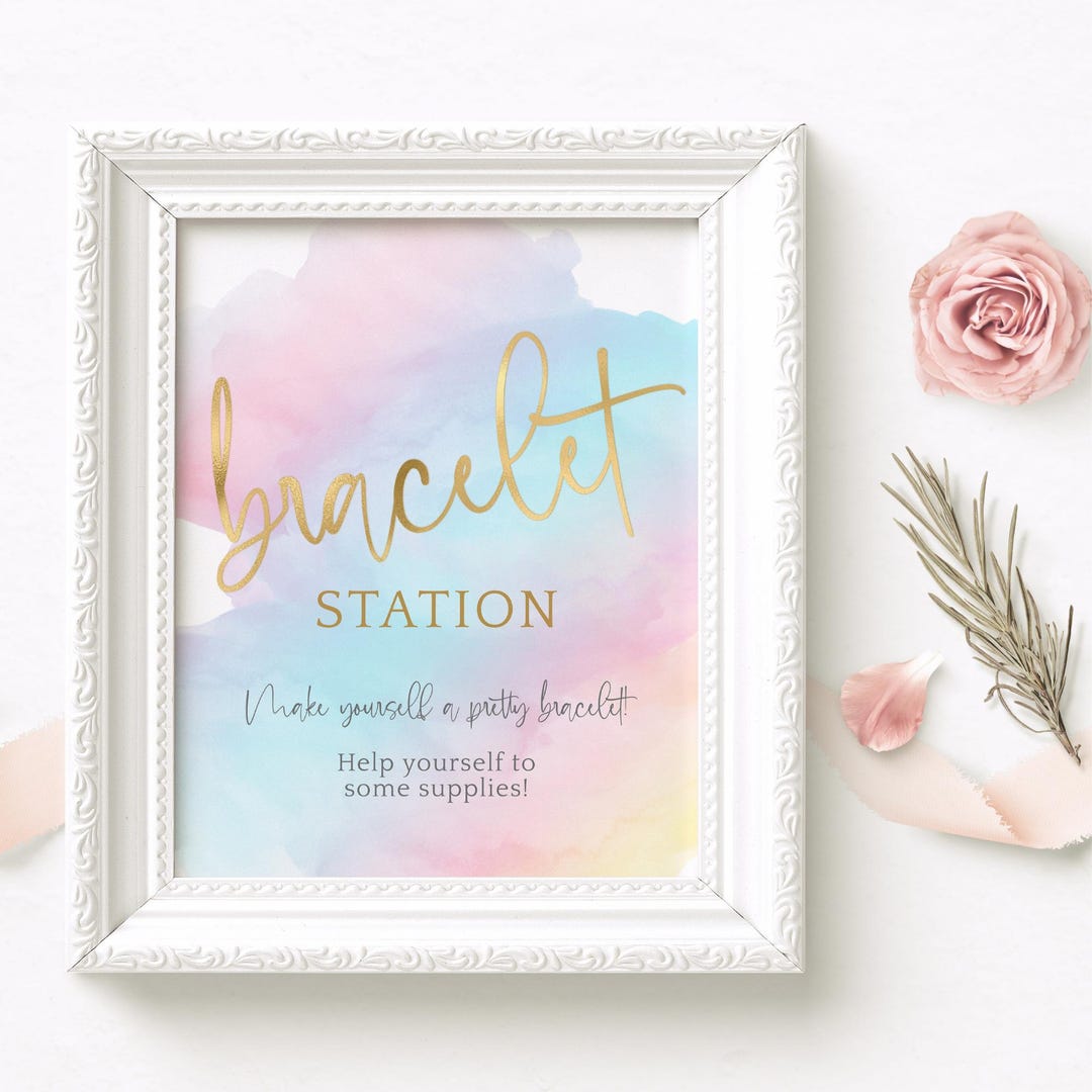 Rainbow Bracelet Station Sign, Girls Beading Birthday Party Activity ...
