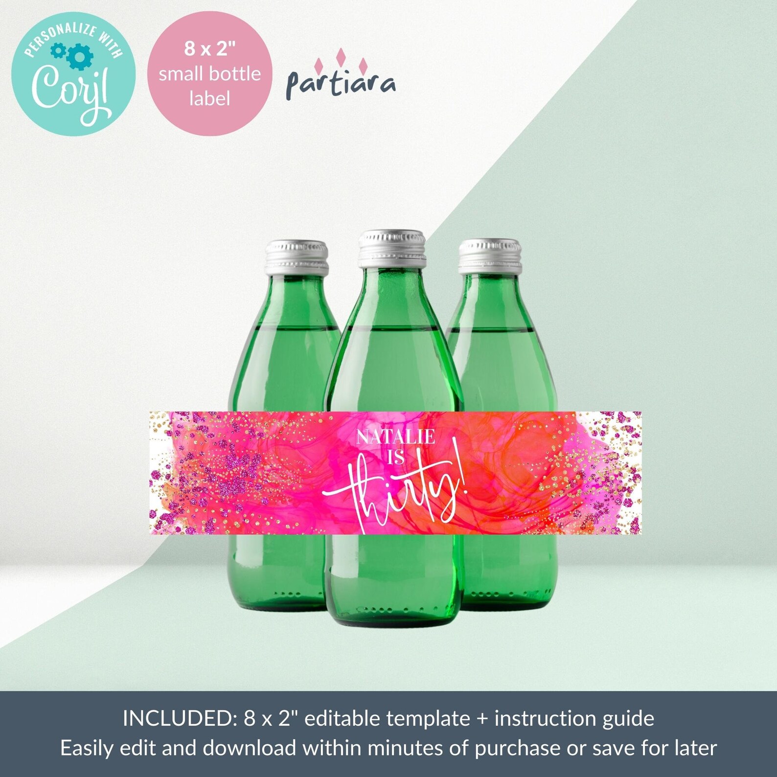 Tropical Water Labels Ladies Birthday Party Personalized Bottle Label ...