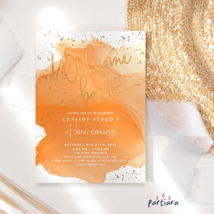 Welcome Back Invite Homecoming Party Invitation Orange and Gold ...