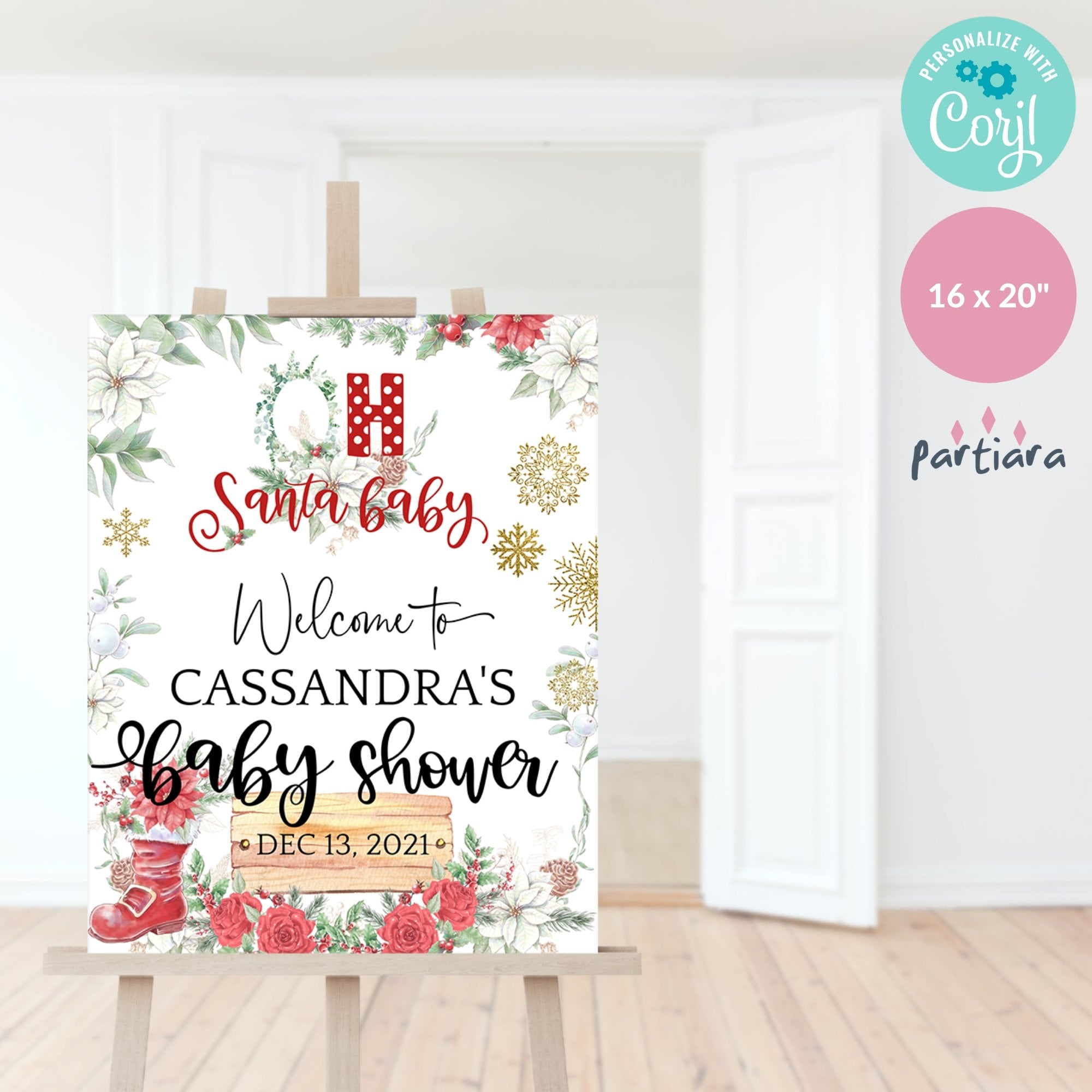 Oh Santa Baby Welcome Sign Baby Shower Christmas Party Welcome | Etsy