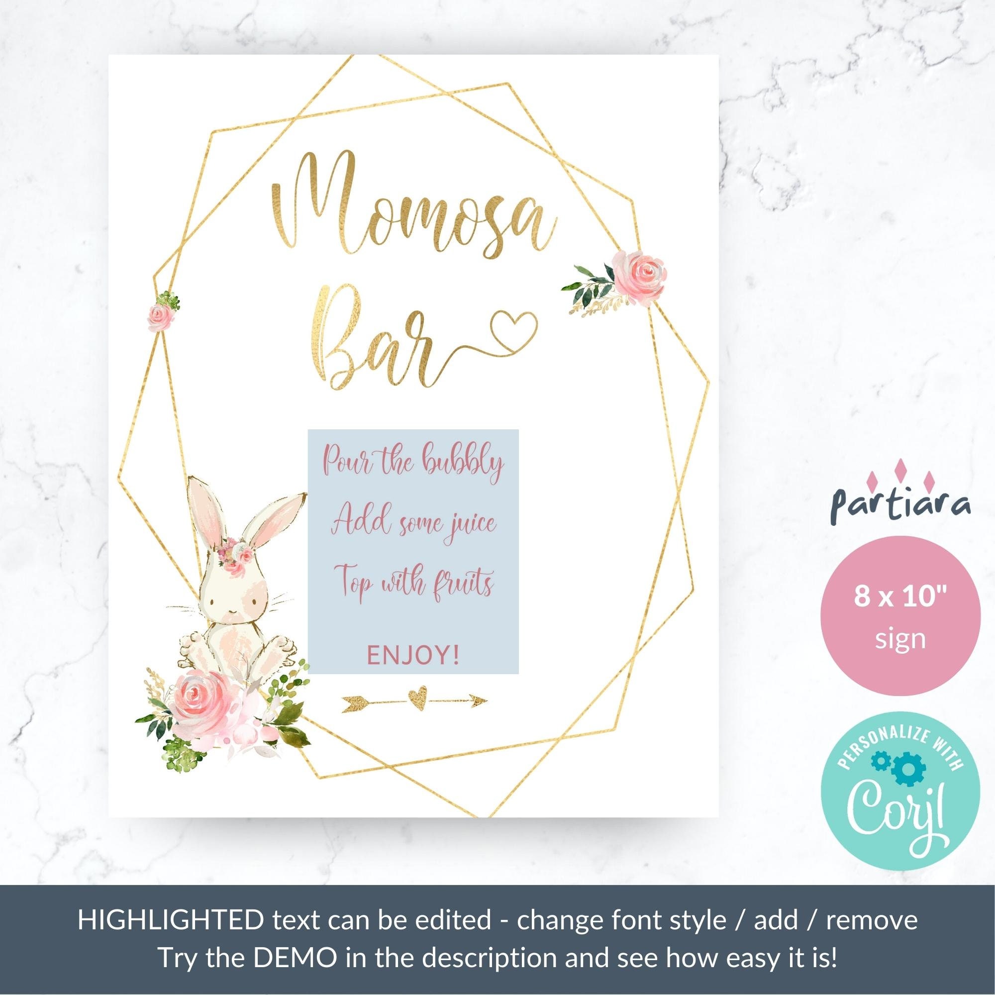 Baby Bunny Momosa Sign Girl Baby Shower Momosas Bar Table - Etsy