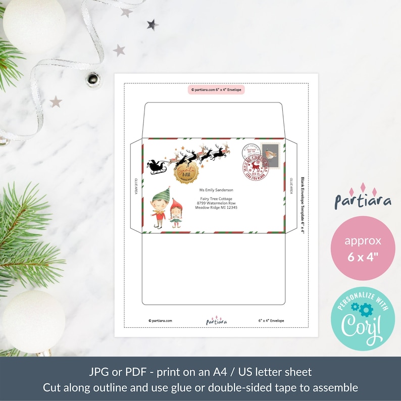Editable Santa Claus Letter Envelope Template Printable North - Etsy UK