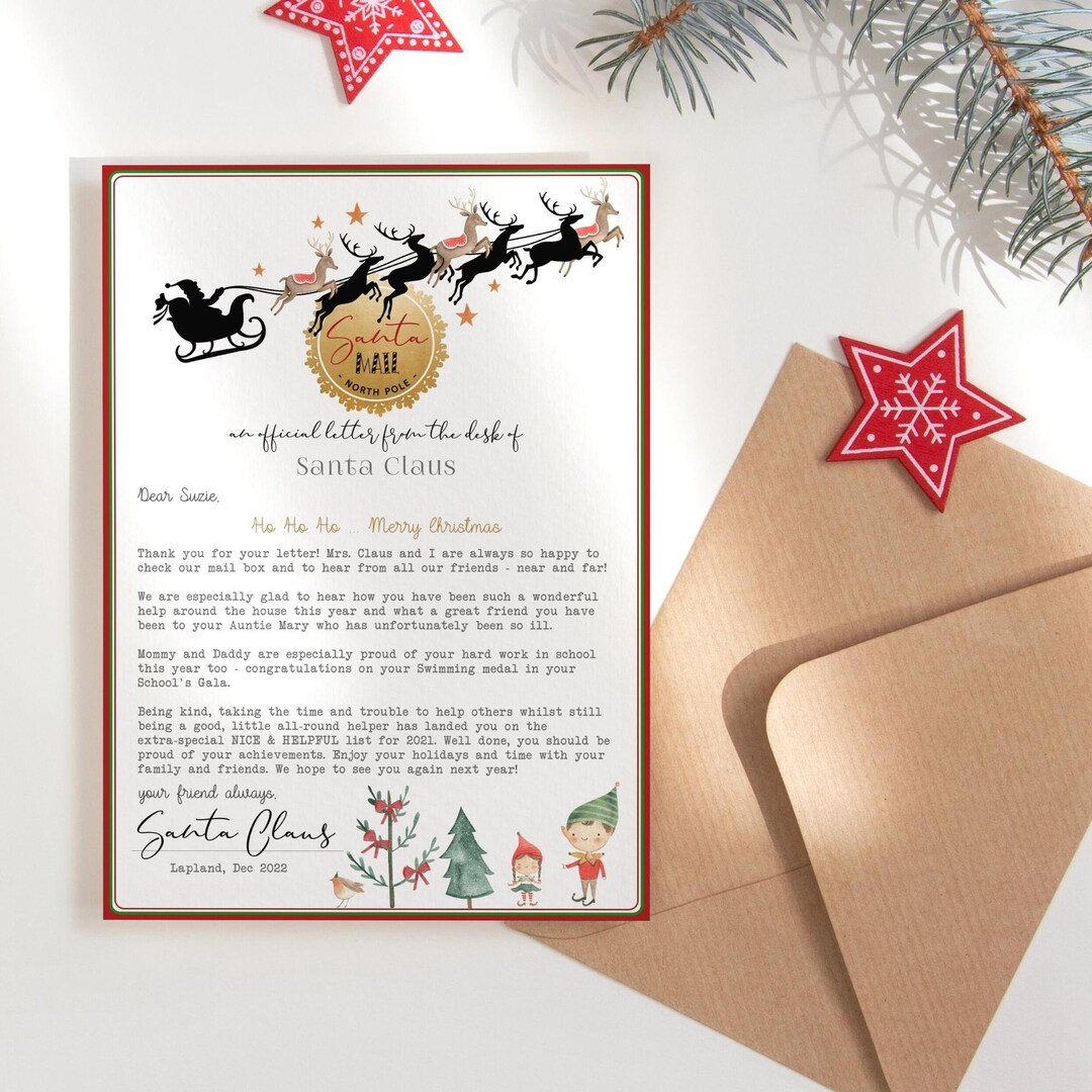 Santa Letter Printable, Letter From Santa, Christmas Eve Letters ...