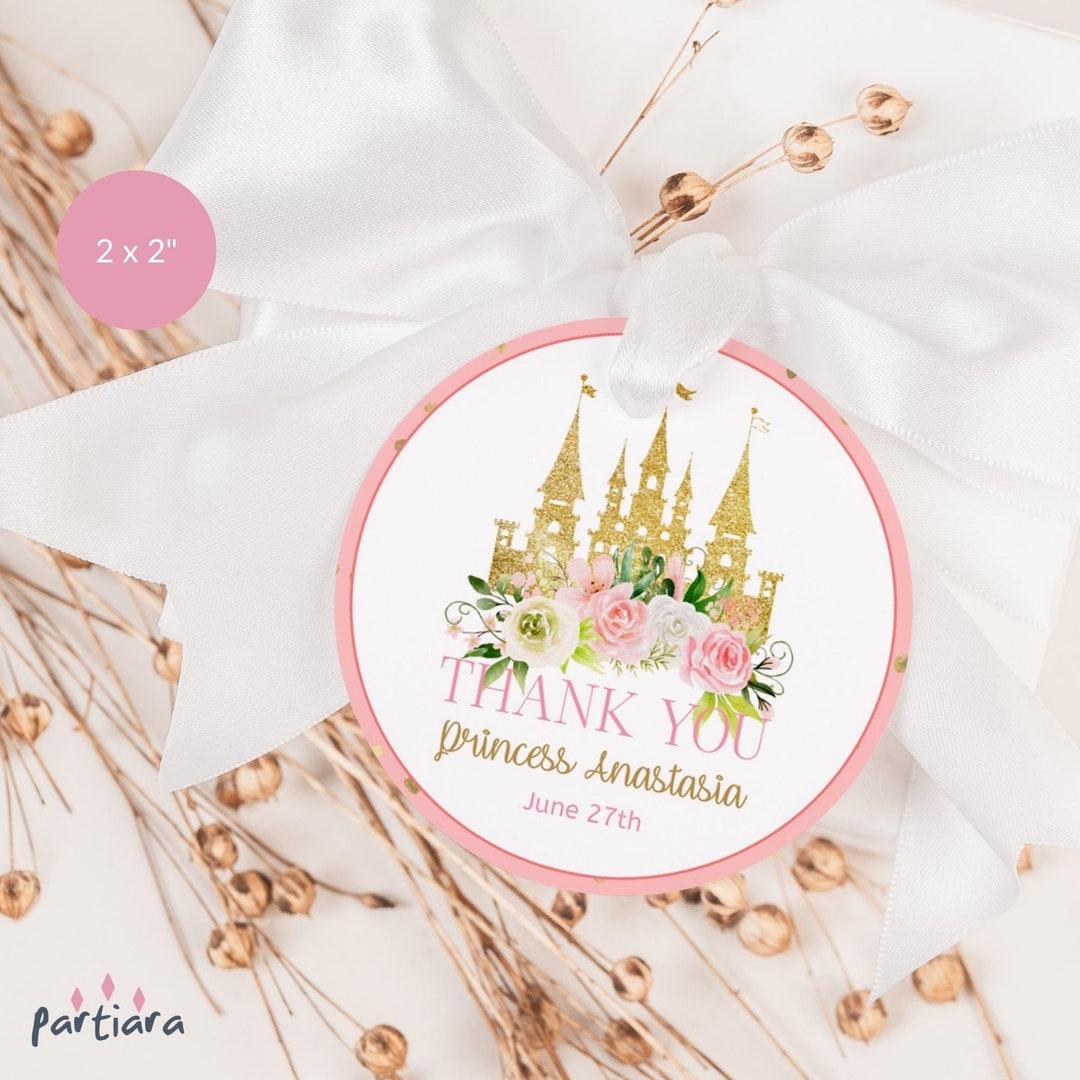 Princess Party Favor Tag Printable Girls Fairytale Castle 1st Birthday ...