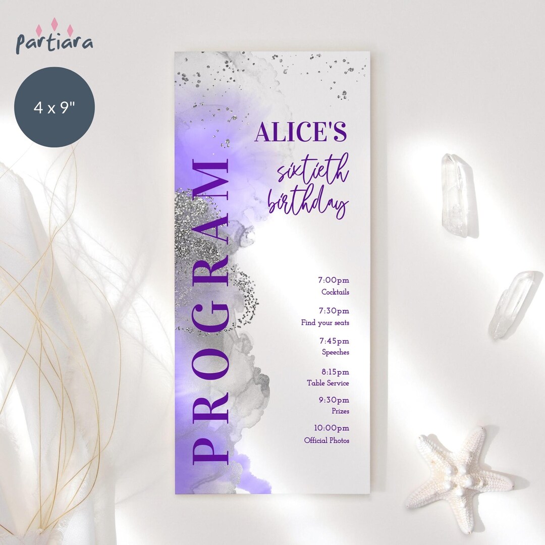 Editable Program Template Card: Teen Girls Birthday Table Programs ...