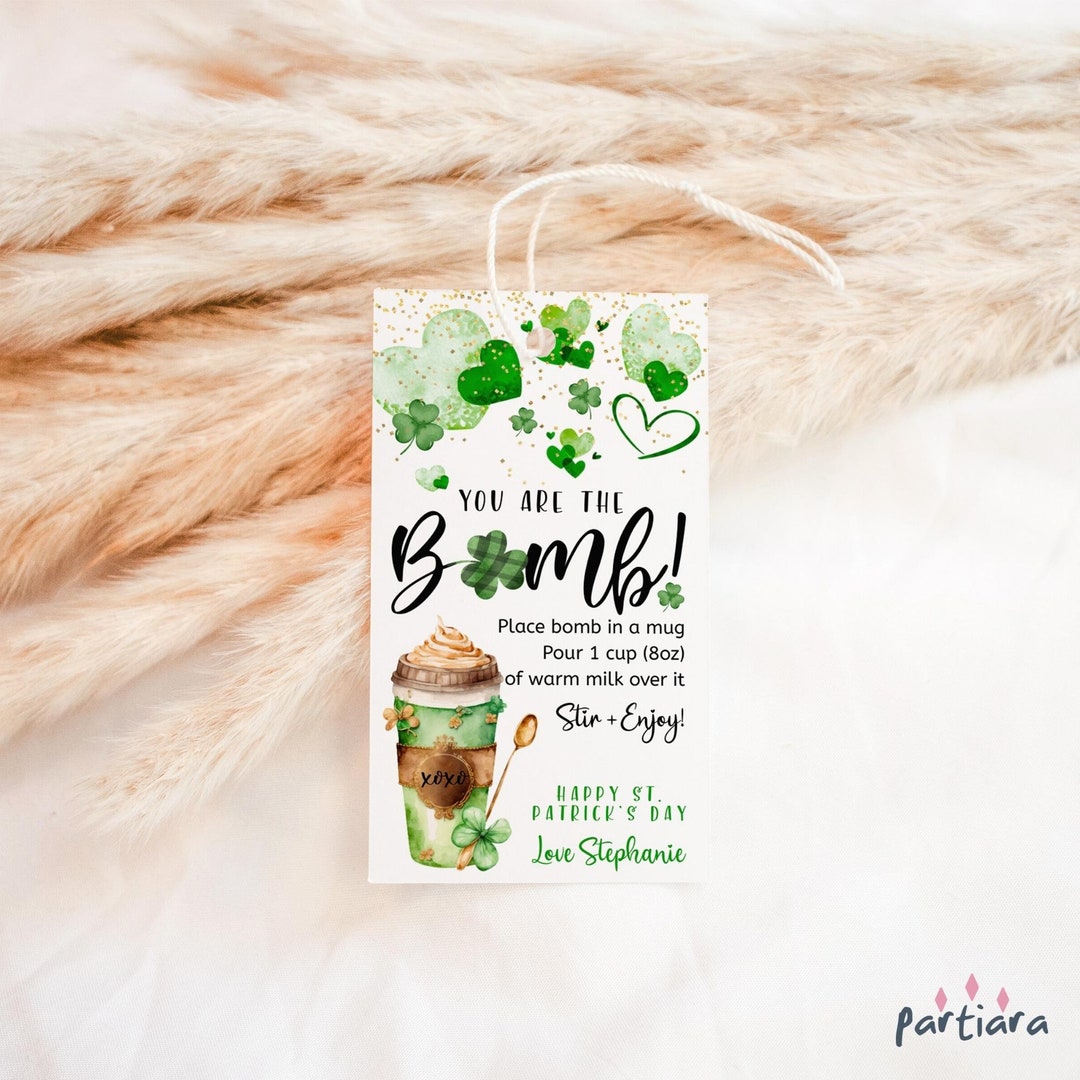 St Patricks Cocoa Bomb Tag Template, Irish Baby Shower Favors Label ...
