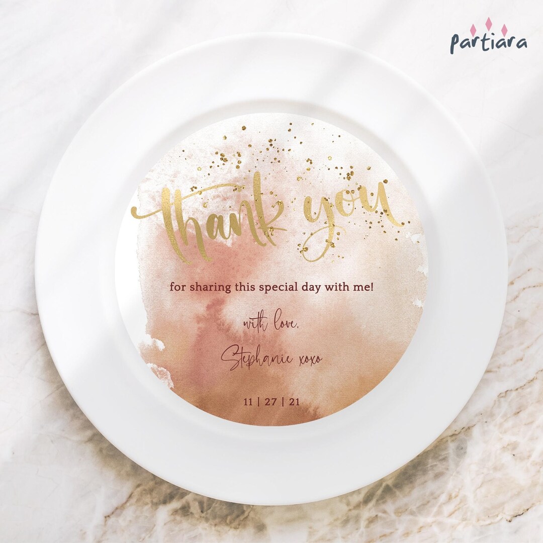 Brown Thank You Plate Insert Charger Printable, Birthday Dinner Party ...