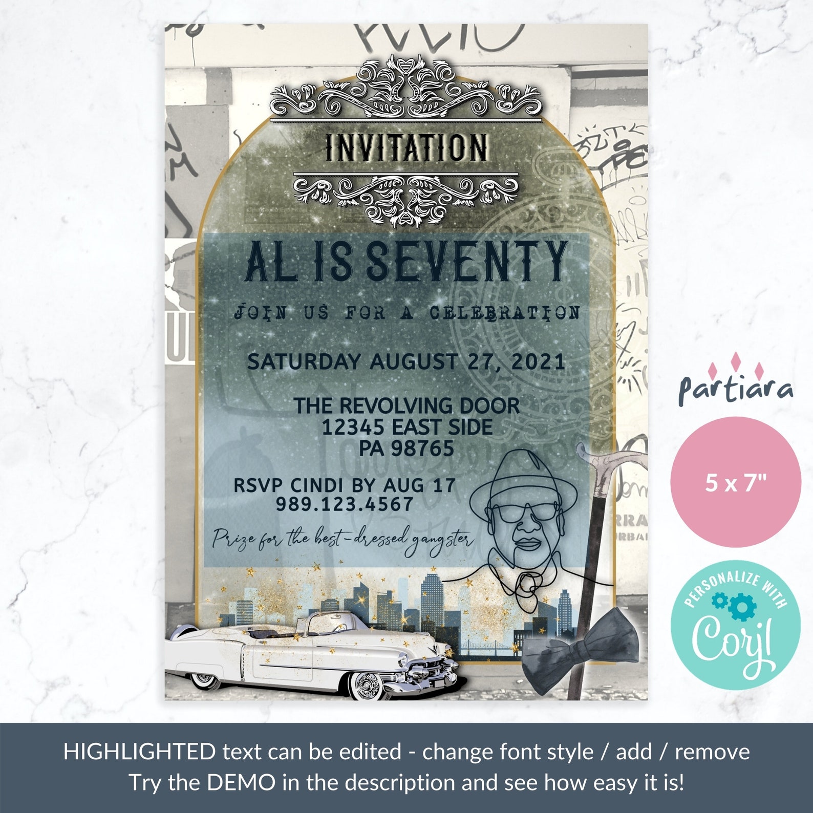 Gangster Birthday Invitation DIY Mafia Themed Mobster Party | Etsy