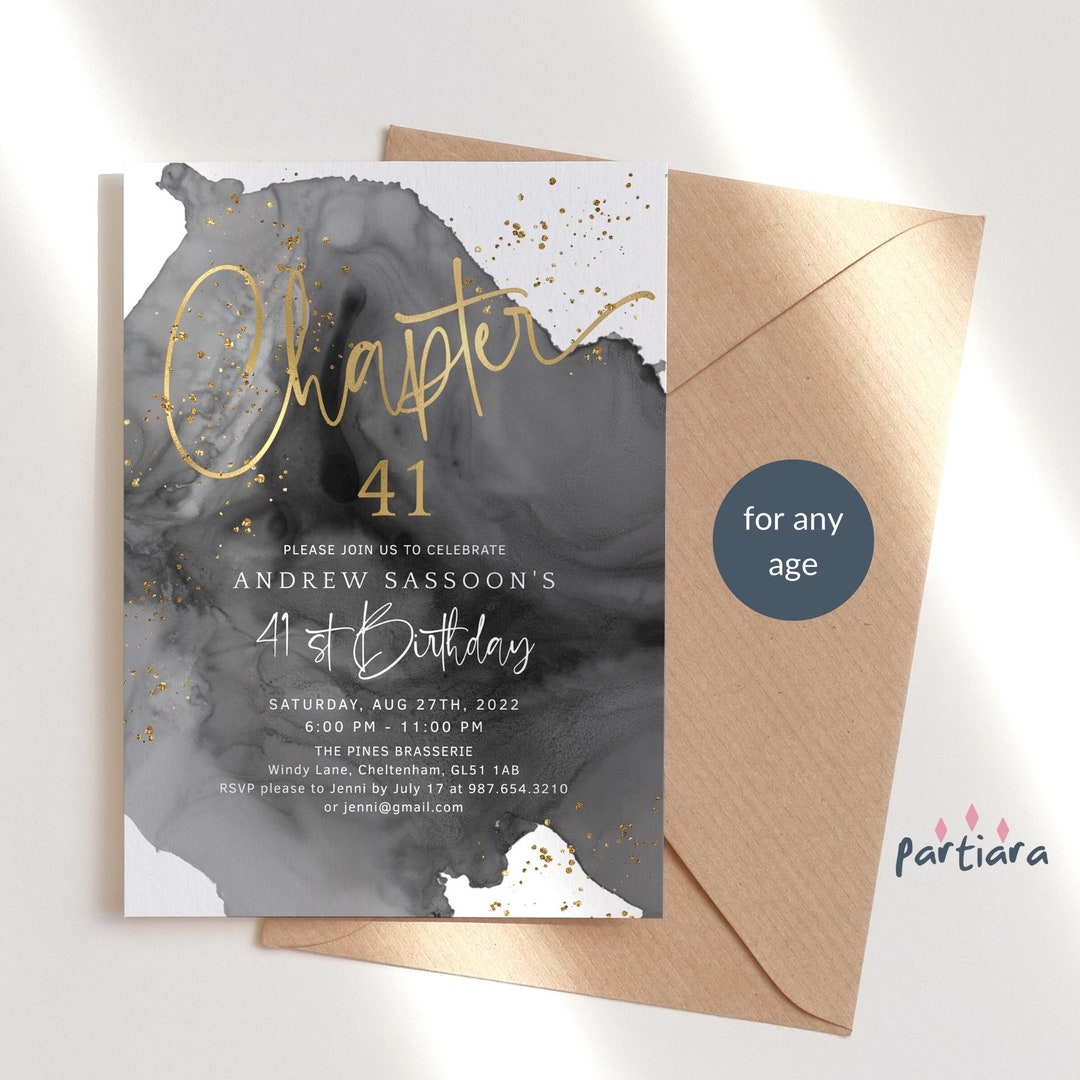 Birthday Chapter 41 Printable 41st Birthday Party Invites for Men or ...