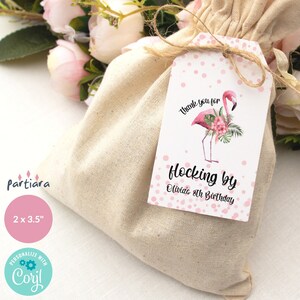 Editable Flamingo Tag Birthday Favor Gifts Label Template Teen - Etsy