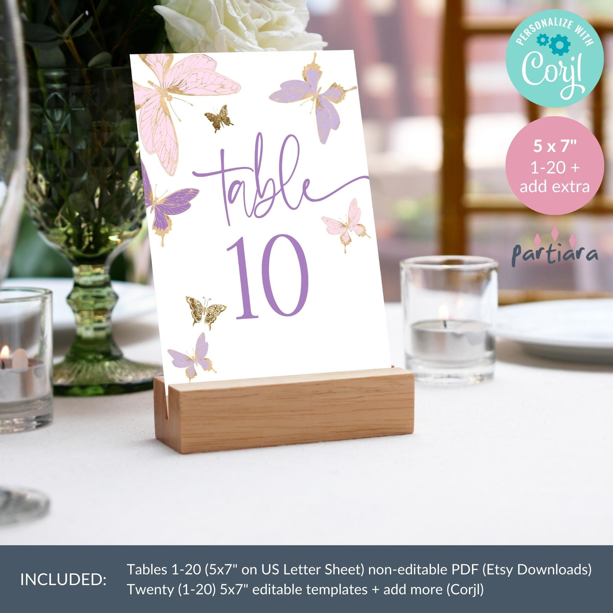 Butterfly Table Number Cards Printable Girl Baby Shower Butterflies ...