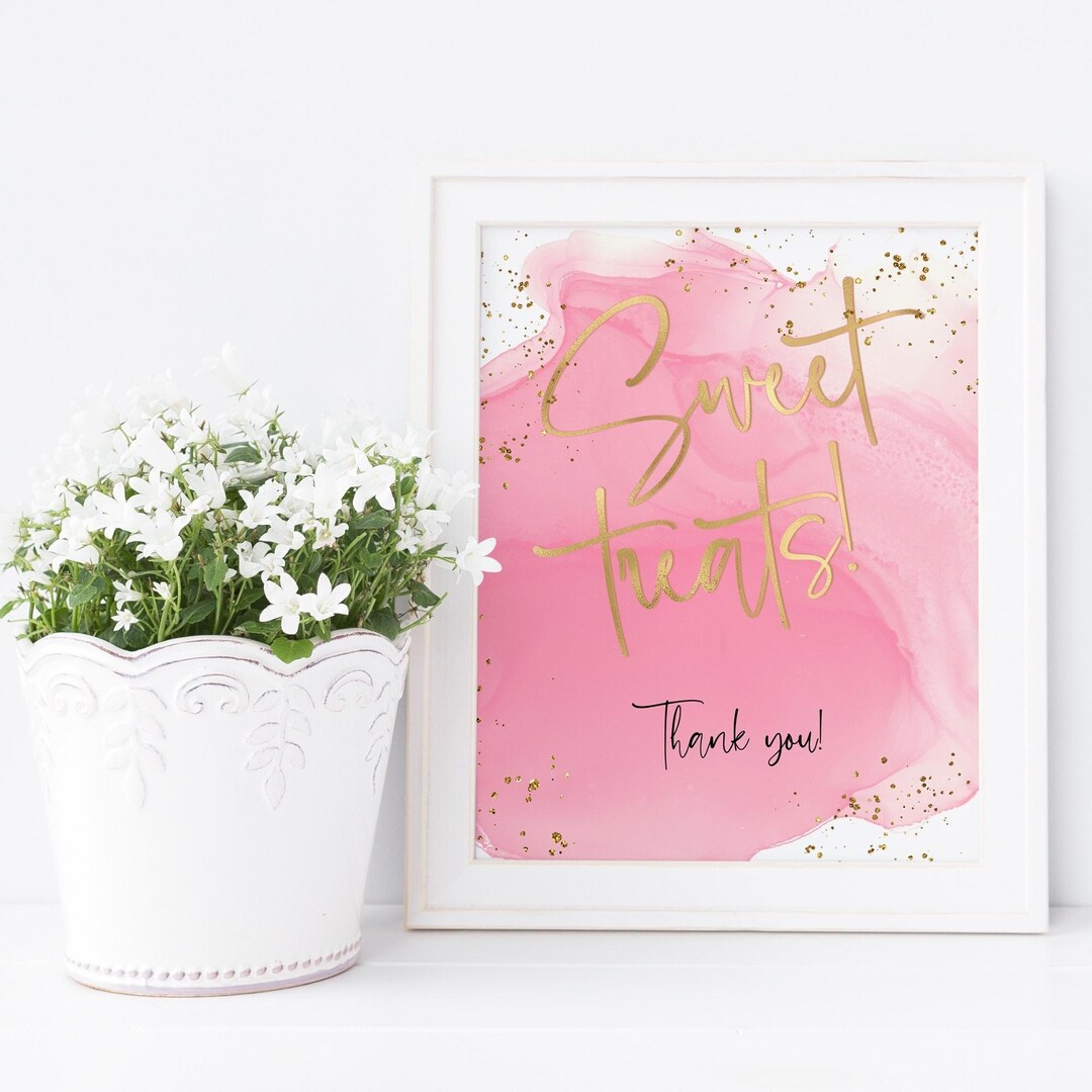 Pink Sweet Treats Sign, Birthday Dessert Table Poster Decoration ...