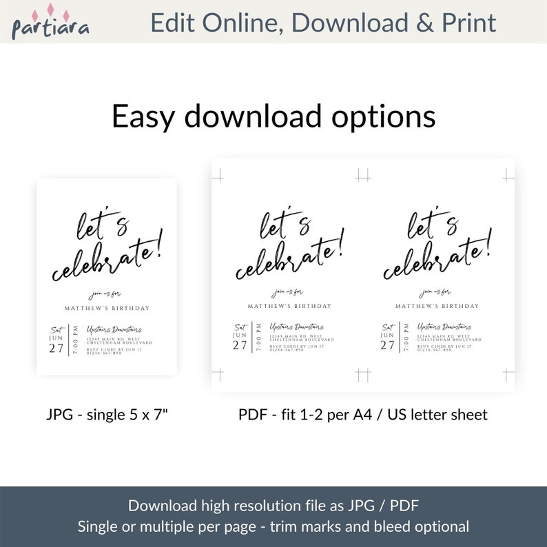 Let's Celebrate Party Invitation Online Editable Template - Etsy