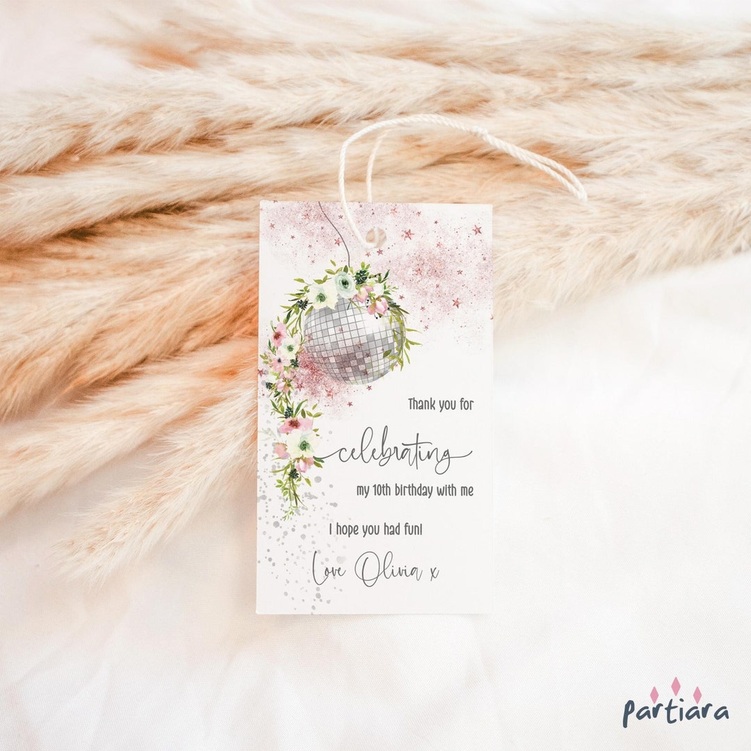 Disco Thank You Tag Printable, Birthday Disco Party Favor Gifts ...