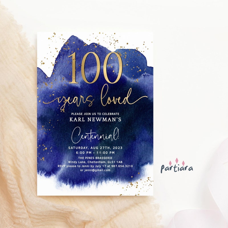 100th Birthday Invitations - Etsy