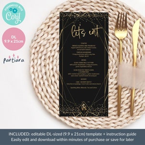 Lets Eat Menu Editable Template Birthday Menus Dinner Party - Etsy