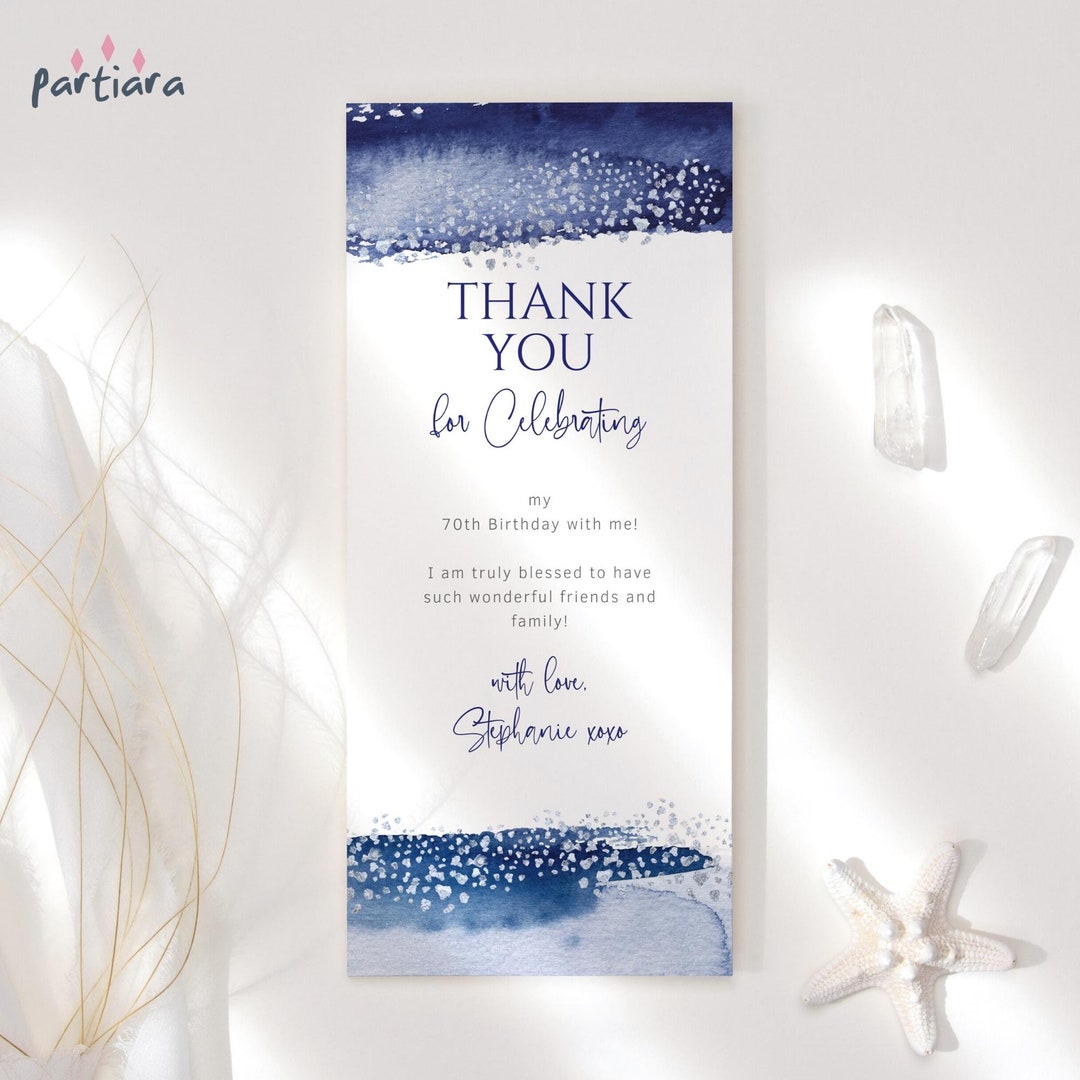 Place Setting Thank You Card, Birthday Thankyou Notecard Template ...