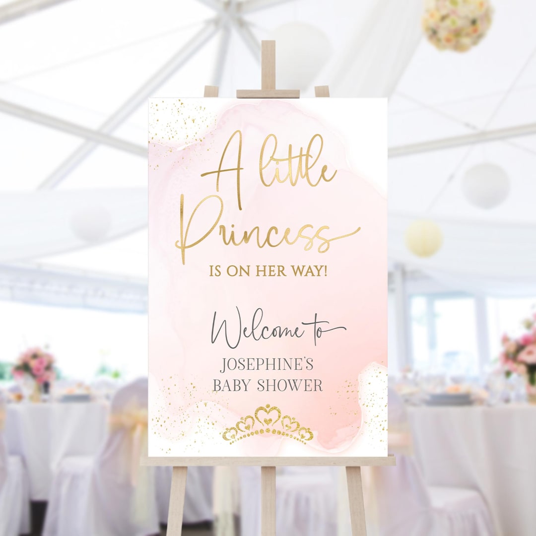 Princess Welcome Sign Baby Shower Party Printable, Girls Fairytale ...