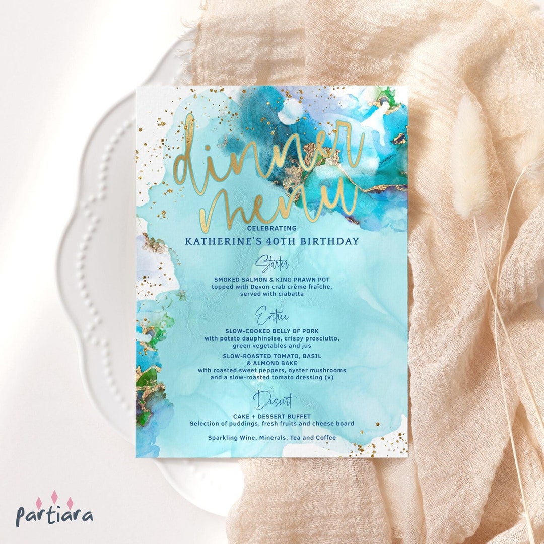 Editable Dinner Menu Card Template, Summer Birthday Pool Party Menus ...