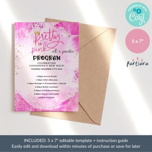 Pink Sweet 16 Program, Pretty in Pink Birthday Programs, Pink Gold ...