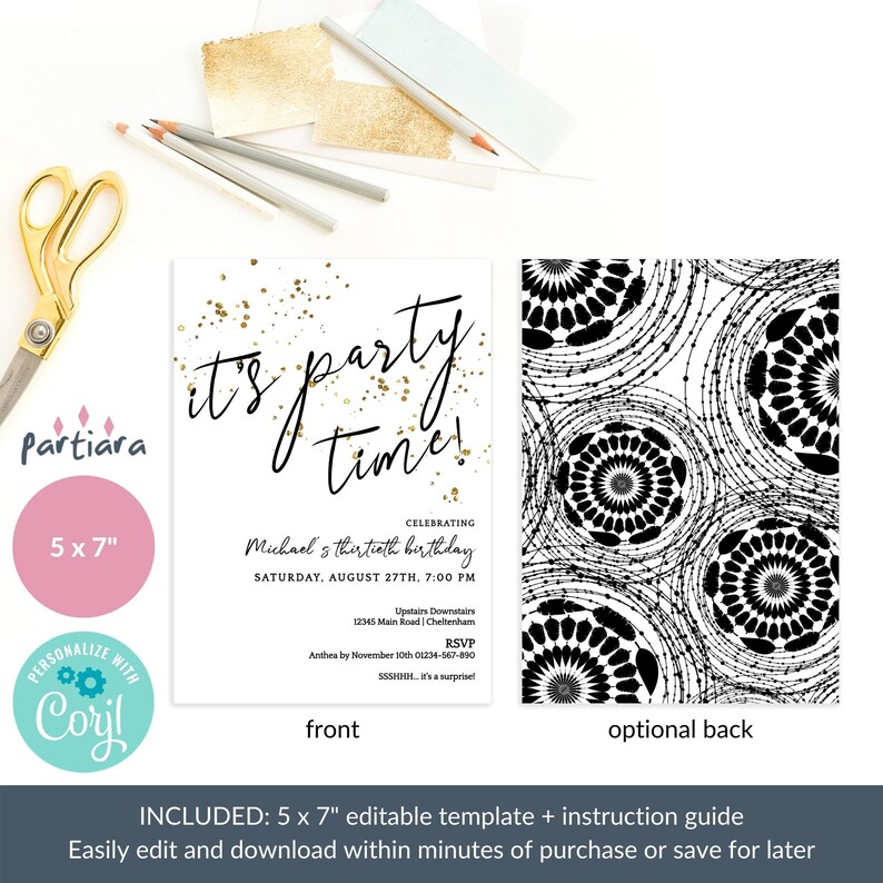 Adult Party Time Invitation Template Editable Milestone - Etsy
