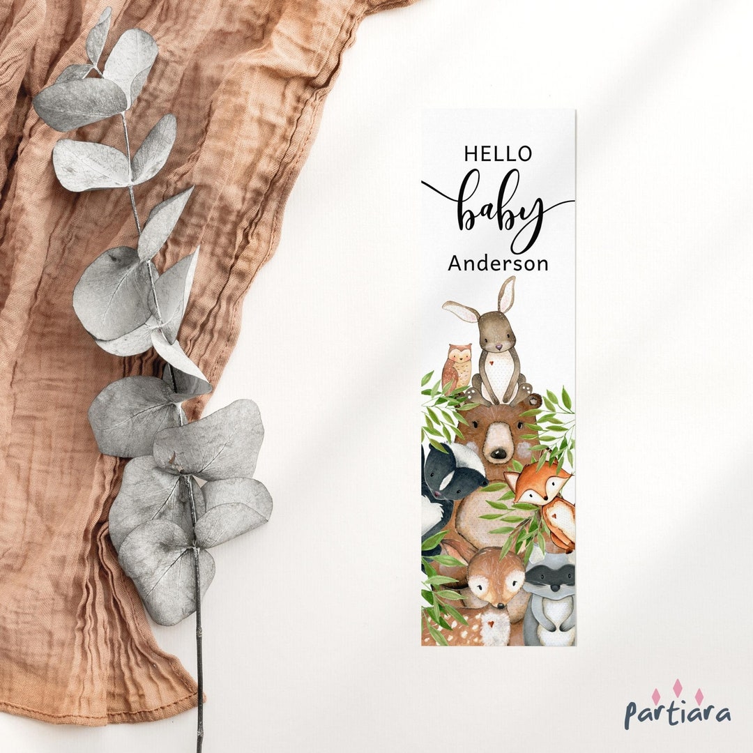 Woodland Bookmark Favor Gift Baby Shower Boy Girl Forest Animals ...