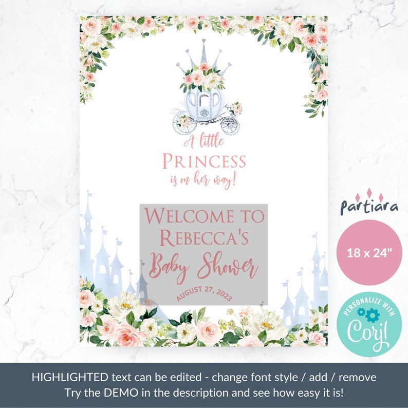 Baby Shower Princess Welcome Sign Girls Fairytale Baby Shower - Etsy