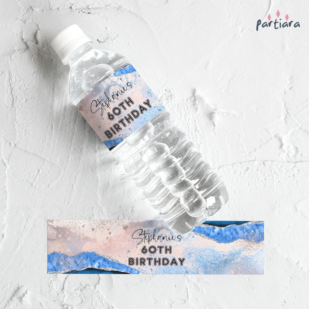 Birthday Water Bottle Labels Printable, Ladies Rose Gold Blush Pink ...