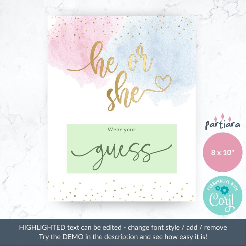 He or She Wear Your Guess Sign Baby Gender Reveal Boy or Girl - Etsy