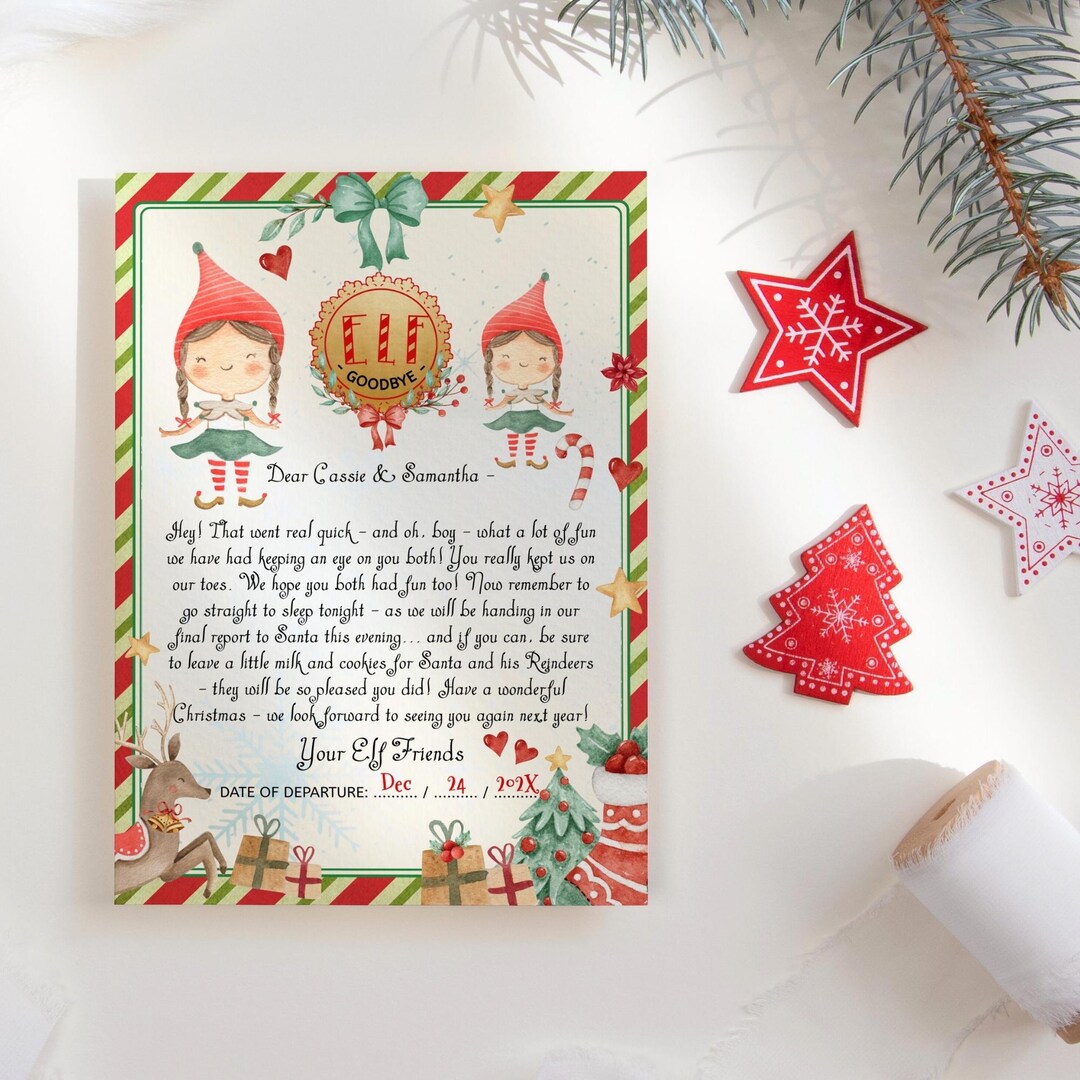 Girl Elf Goodbye Letter, Naughty or Nice Santa Claus Report Letters ...