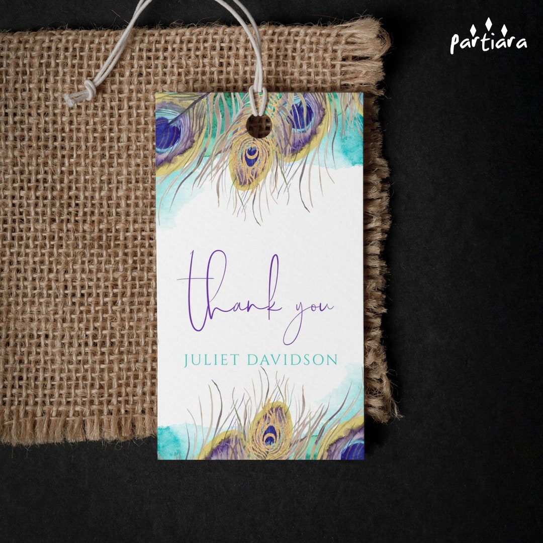 Peacock Tag Template: Bridal Shower or Birthday Favor Gifts Label ...