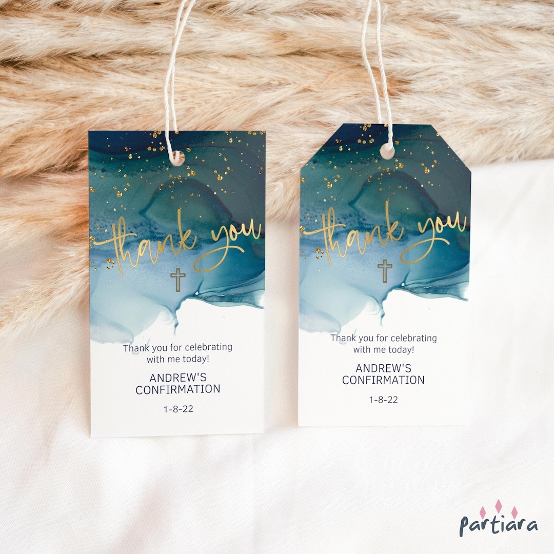 Confirmation Favors Printable Thank You Favor Gift Tags for Boys or ...