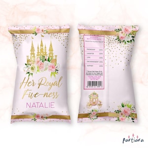 Royal 5th Birthday Chip Bags Label Girl Fairytale Party Chips Bag ...