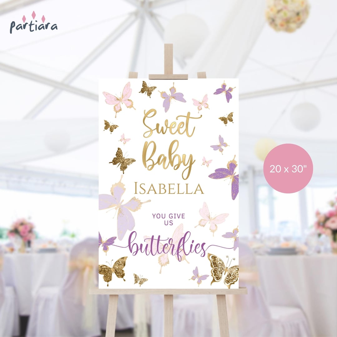 You Give Us Butterflies Welcome Sign, Baby Shower Welcome Poster ...