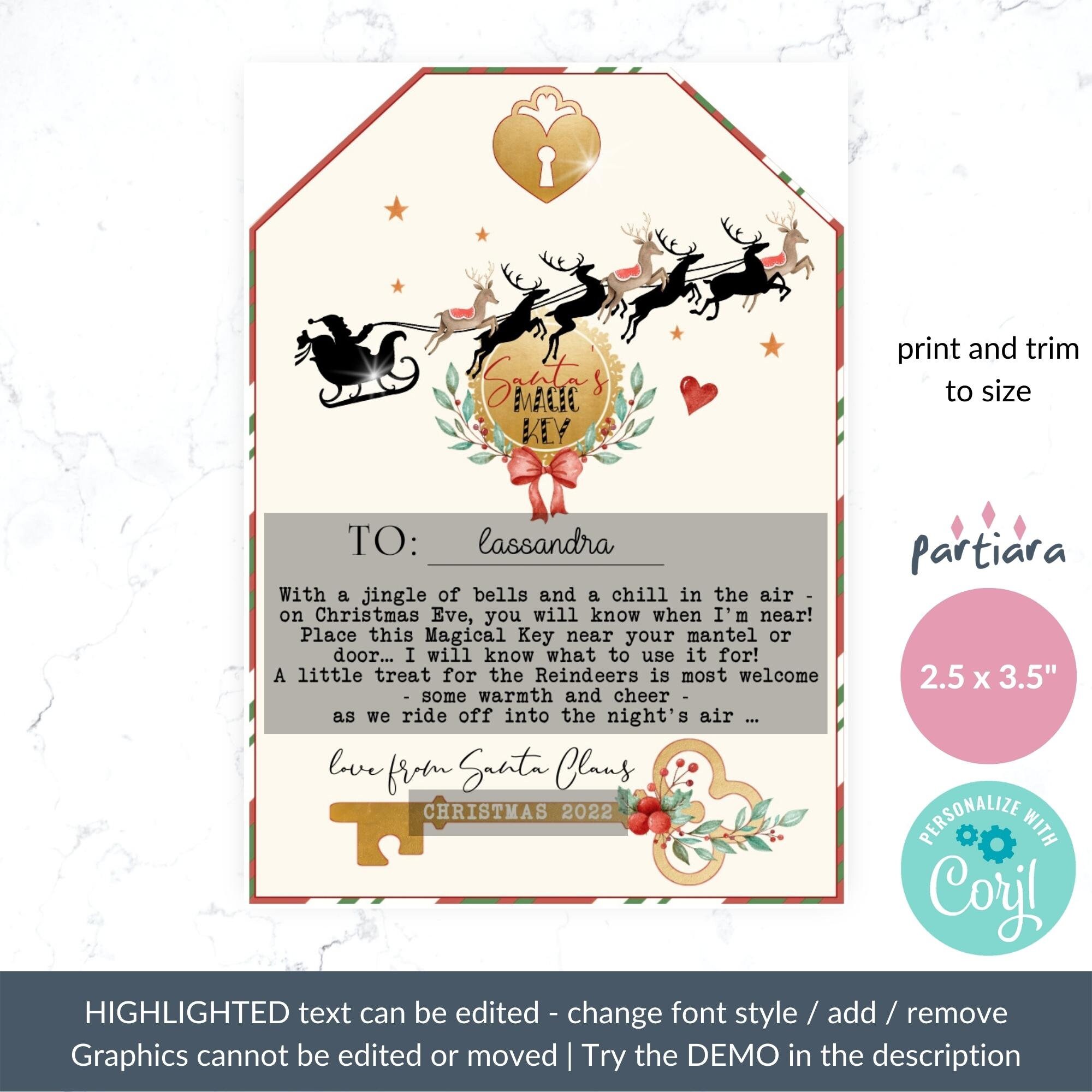 Editable Santa Magic Key Tags Printable Christmas Party Thank - Etsy