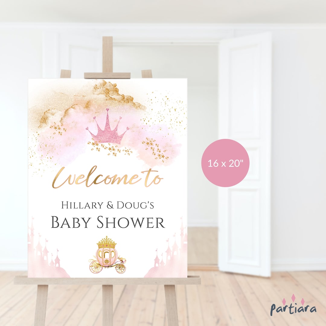 Princess Welcome Sign, Baby Shower Fairytale Welcome Poster Decor ...