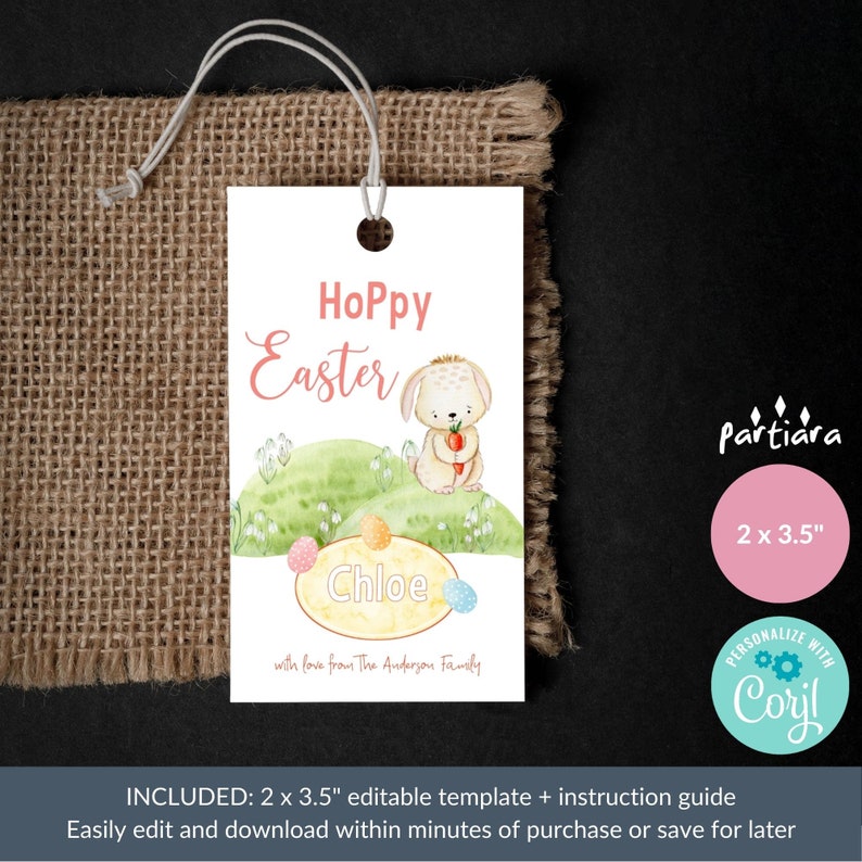 Easter Bunny Tag Template, Hoppy Easter Egg Gift Tags Printable, Easter ...