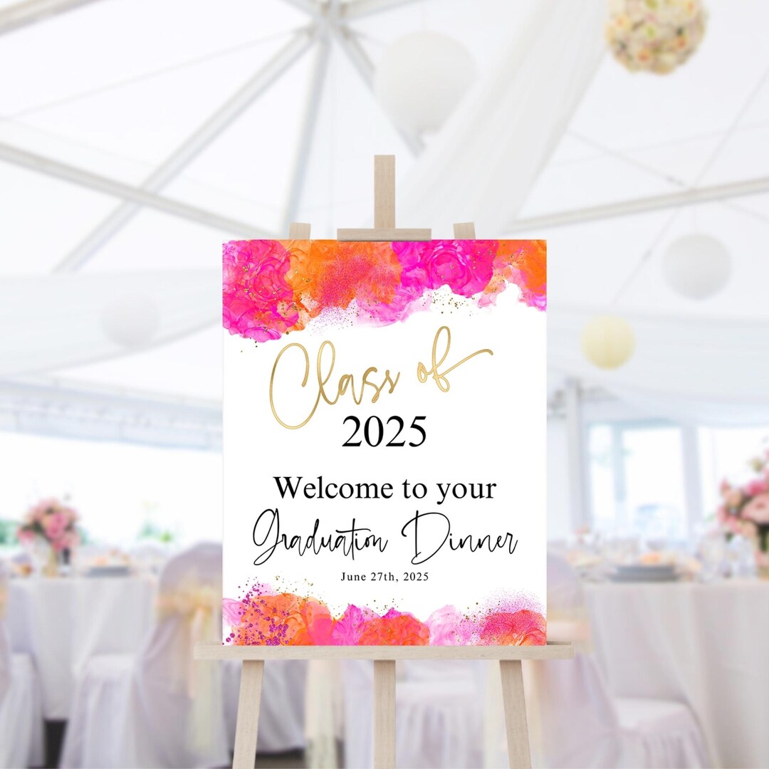 Girls 2025 Graduation Sign Printable, Class of 2025 Welcome Poster ...