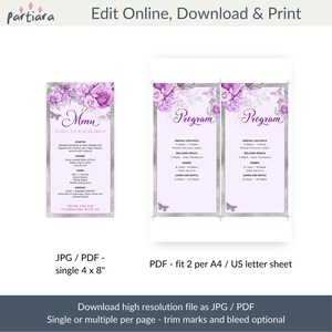 Sweet 16 Birthday Program Menu Template, Girls Quinceanera Programs Printable, Floral Butterfly ...